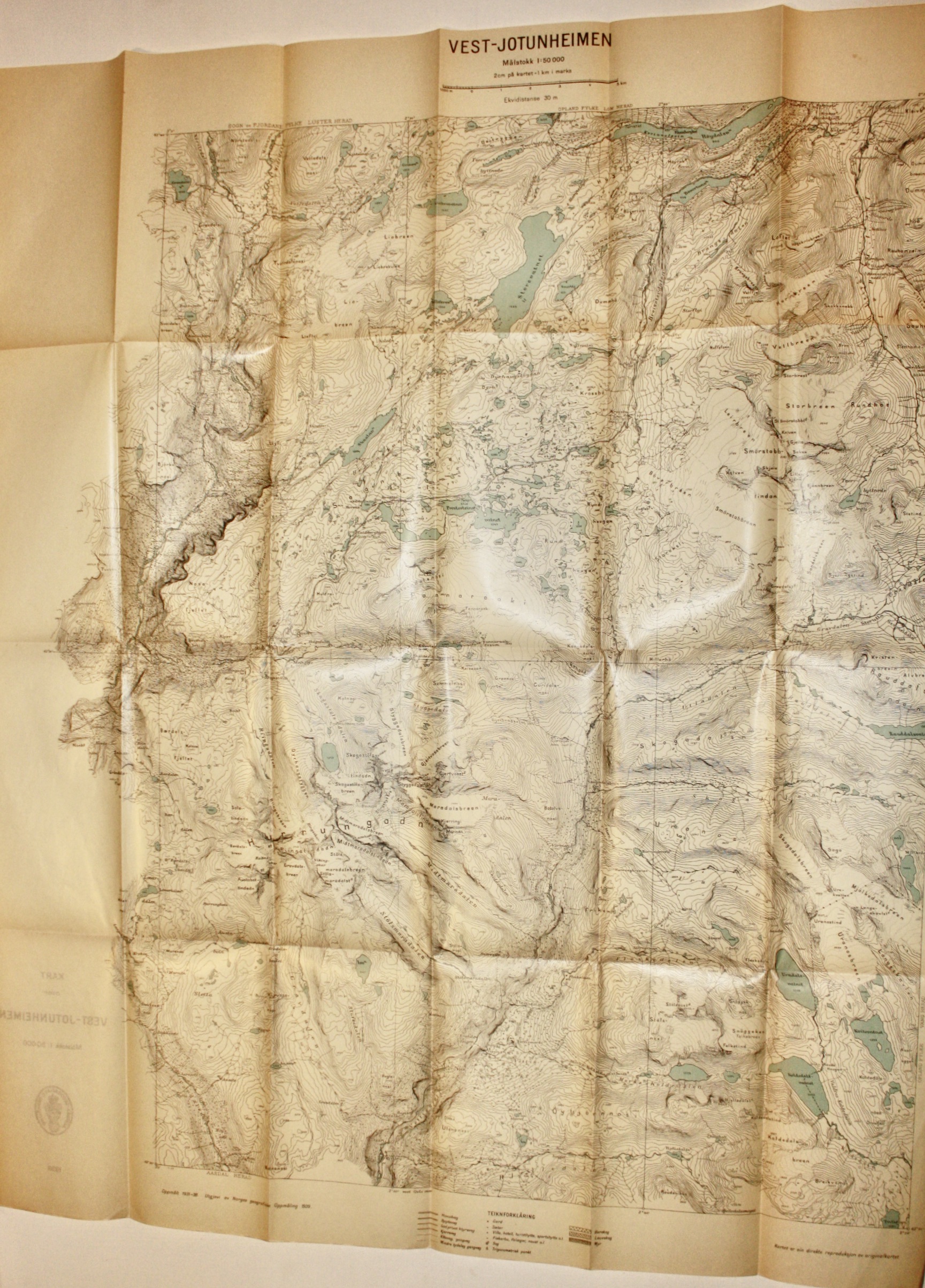 Kart over Vest - Jotunheimen (= Map of West Jotunheim) by Norges ...