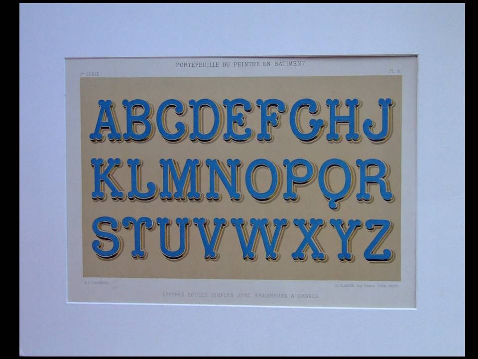 FRENCH TYPEFACES, ALPHABET - 1885 LITHOGRAPH - TYPOGRAPHY, LETTERS ...