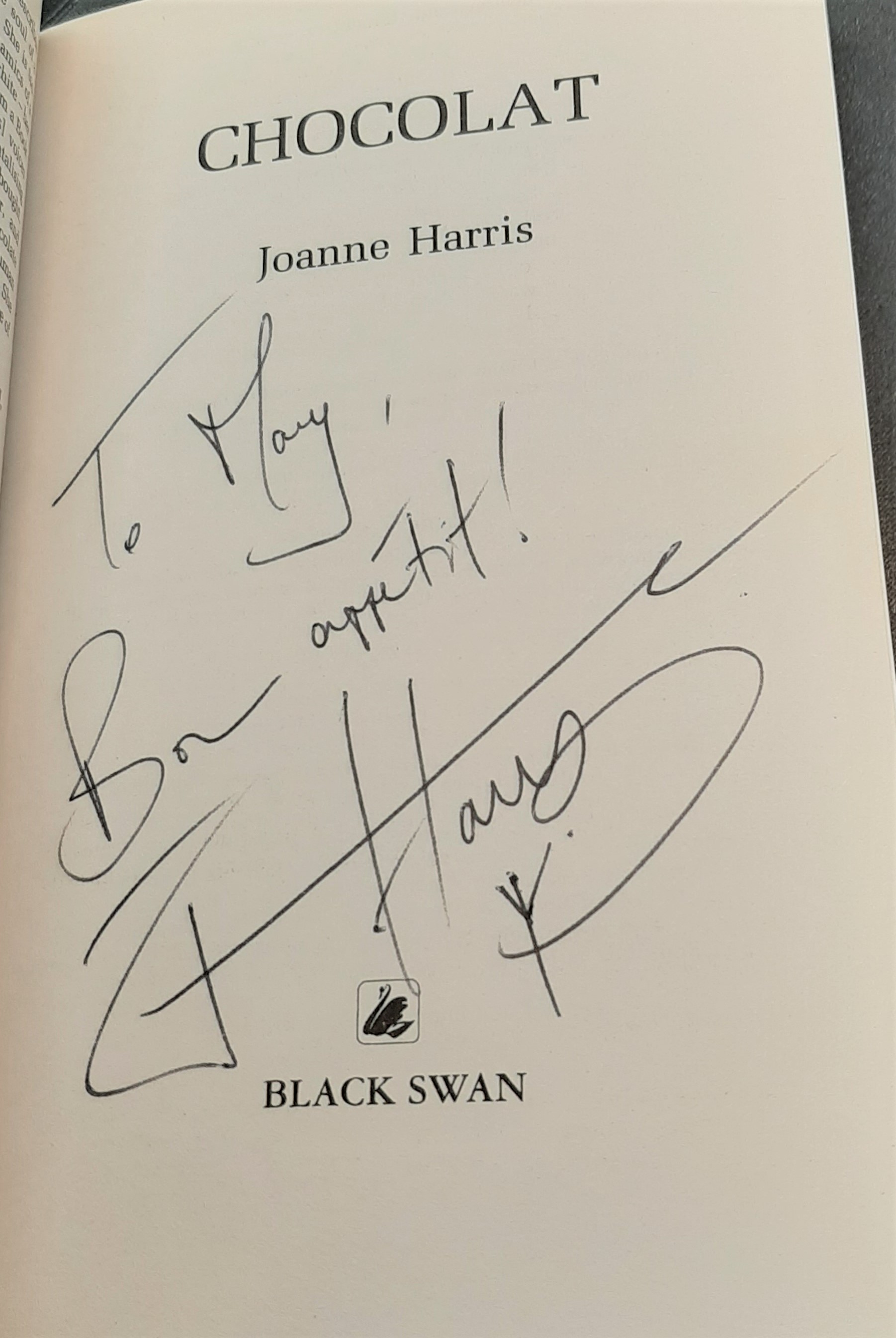 Chocolat (SIGNED COPY) by Harris, Joanne: Very Good Plus Softcover ...