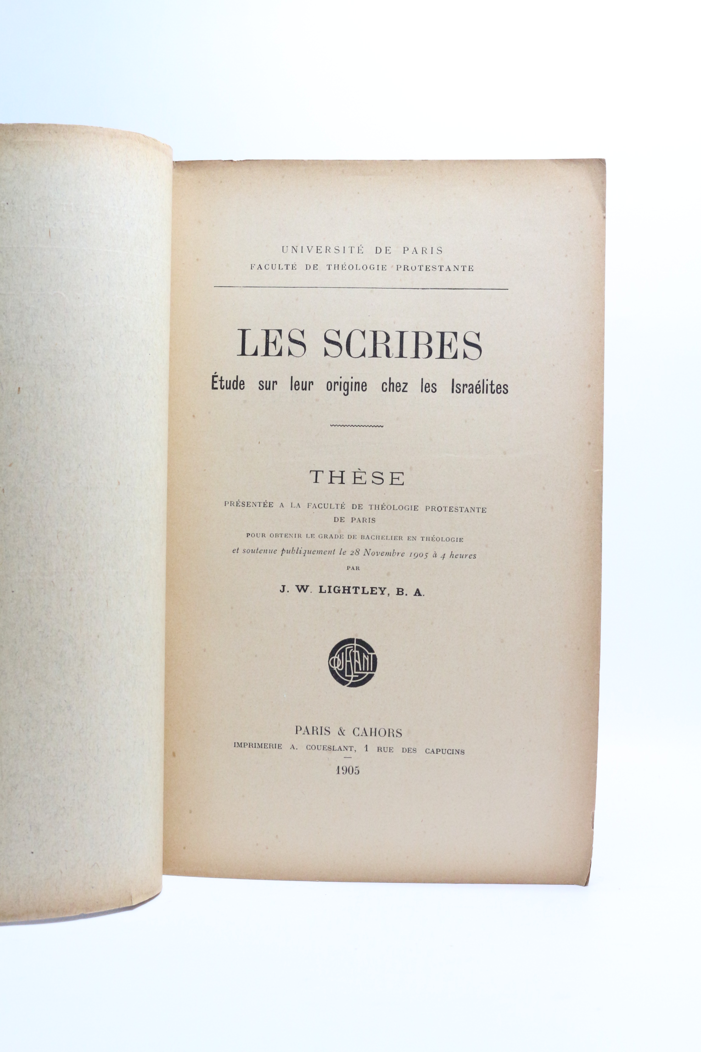 Les scribes : étude sur leur origine ches les Israélites by J. W ...