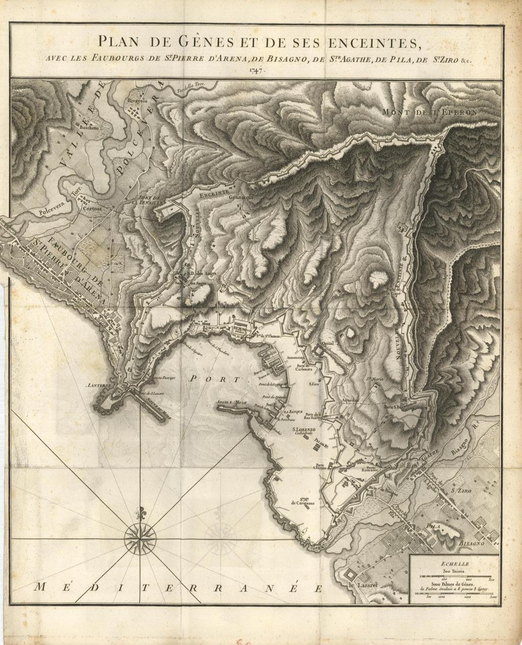 Plan de Genes et de ses enceintes avec les Fauborgs de St. Pierre d ...