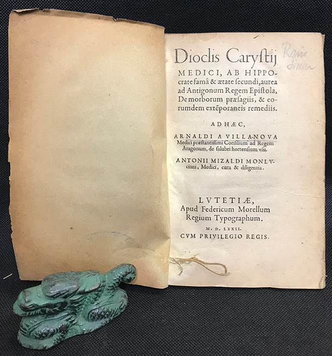 Dioclis Carystij Medici, Ab Hippocrate fama & aetate secundi, aurea ad ...