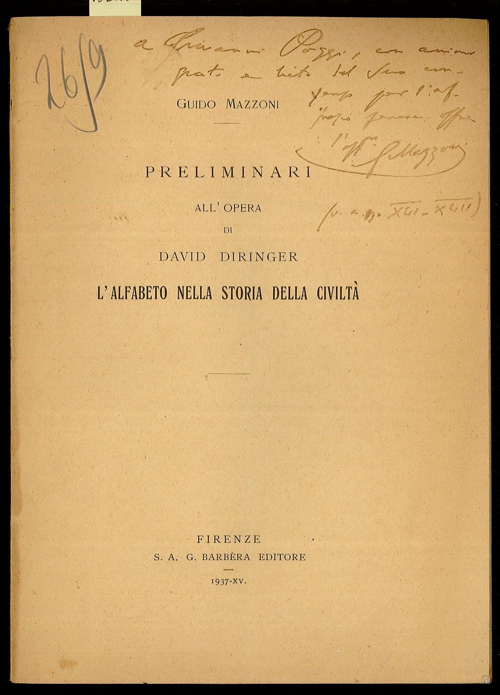 Preliminari all'opera di David Diringer L'alfabeto nella storia della ...