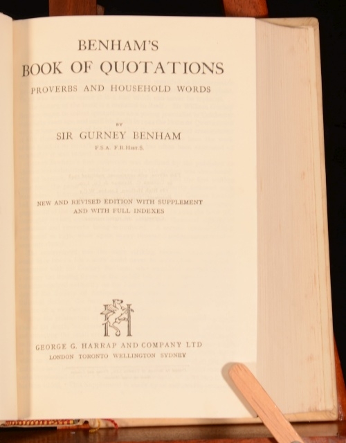 Benham's Book of Quotations: Proverbs and Household Words by Sir Gurney ...