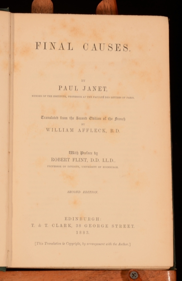 Final Causes by Paul Janet: Very Good Cloth (1883) | Rooke Books PBFA