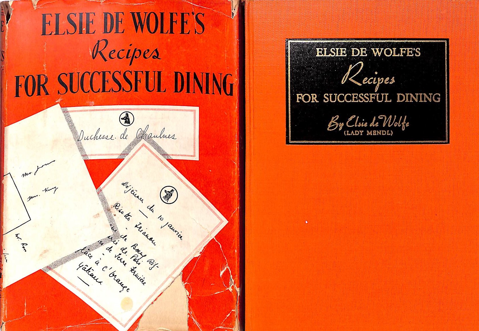 Elsie de Wolfe's Recipes For Successful Dining by DE WOLFE, Elsie: Very ...