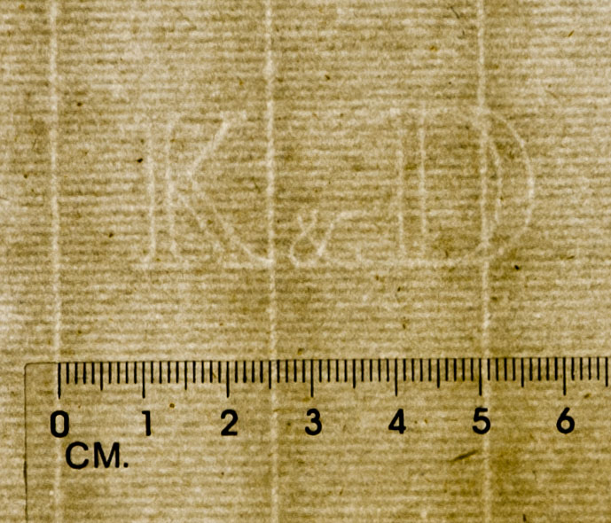 Set of 2 blank sheet of laid paper with watermark K & D on one sheet ...