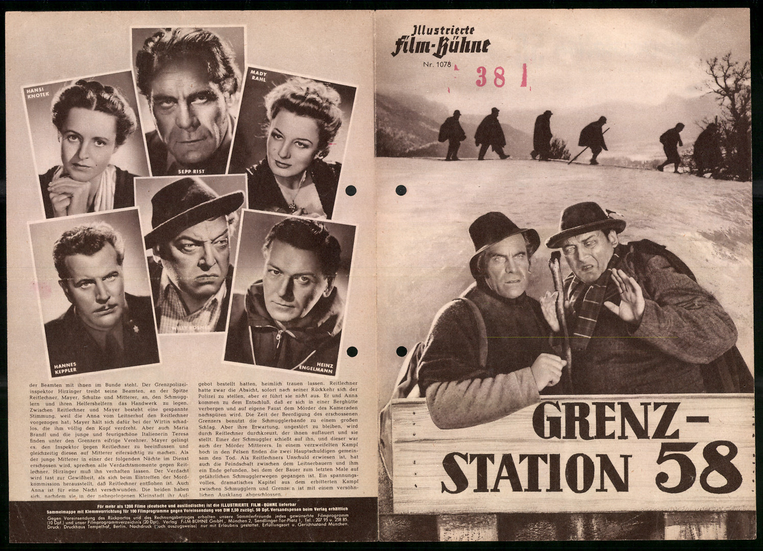 Filmprogramm IFB Nr. 1078, Grenzstation 58, Hansi Knotek, Mady Rahl ...