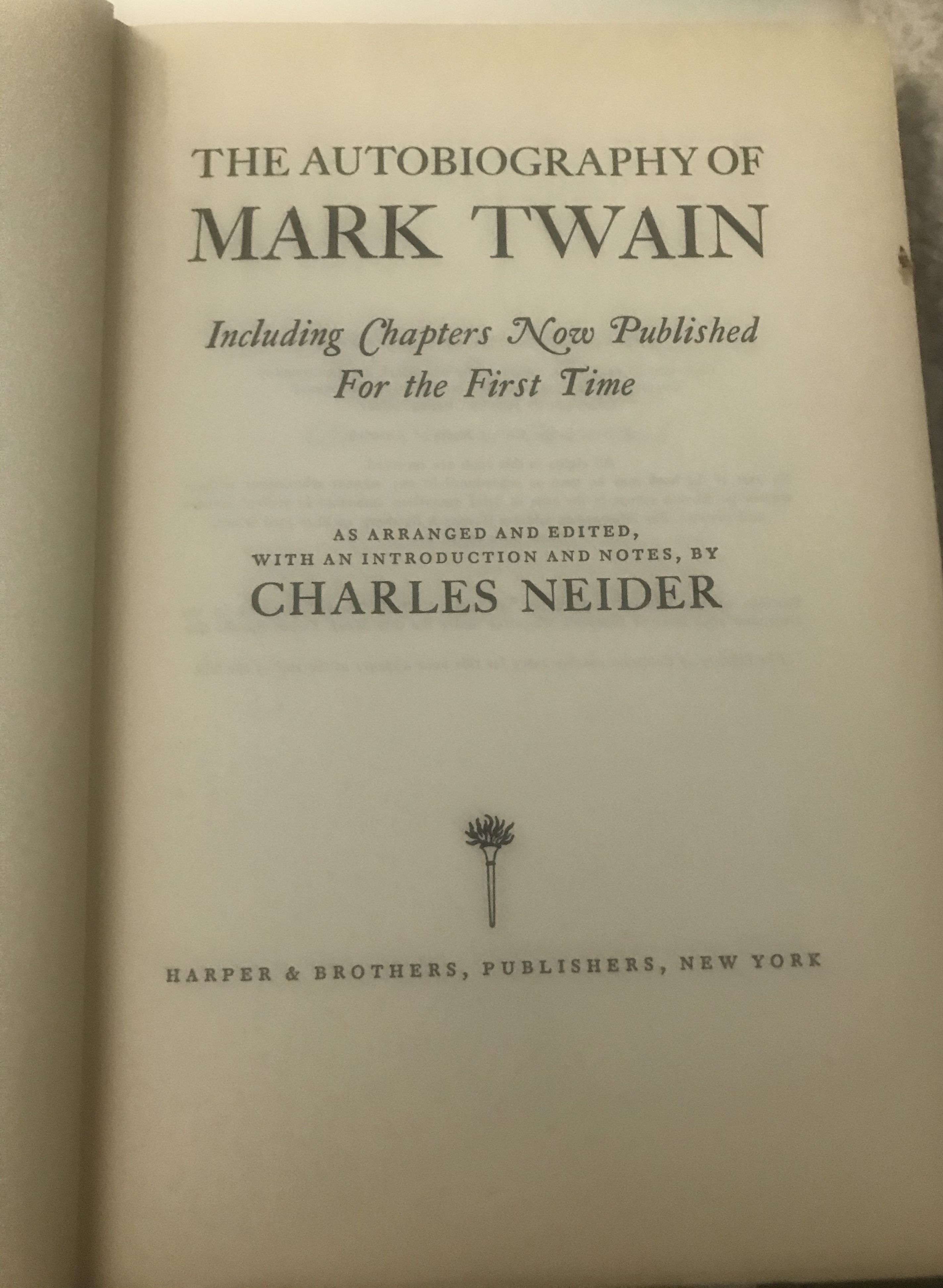 The AutoBiography of Mark Twain by Charles Neider: Very Good Hardcover ...