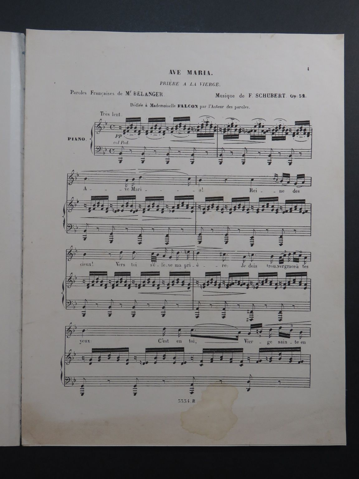 SCHUBERT Franz Ave Maria Chant Piano ca1850 by SCHUBERT Franz Ave Maria ...