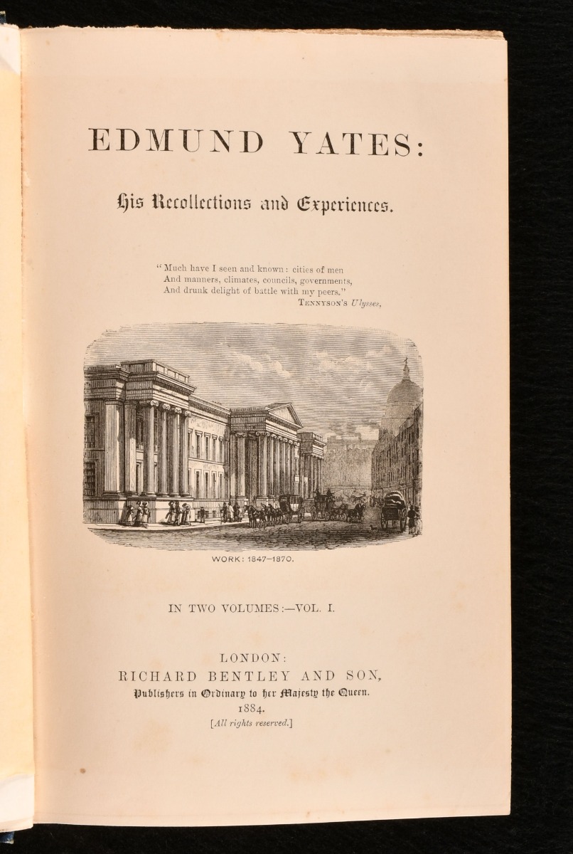 Edmund Yates: His Recollections and Experiences by Edmund Yates: Good ...