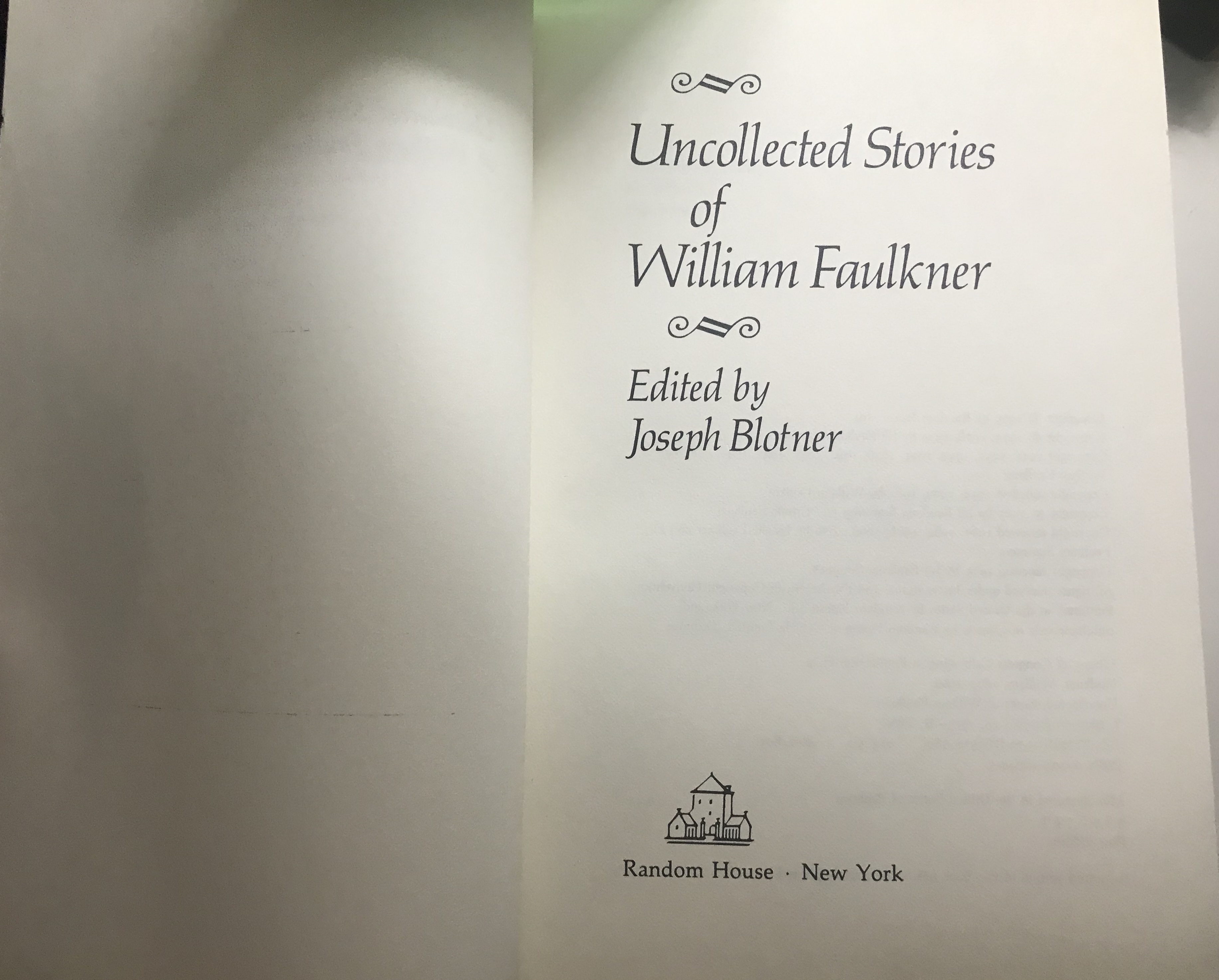 Uncollected Stories Of William Faulkner by Joseph Blotner-Editor: Very ...