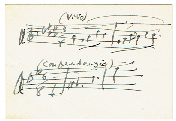 Visitenkarte mit eigenh. Zusatz und Notenzitat ohne Unterschrift. von ...