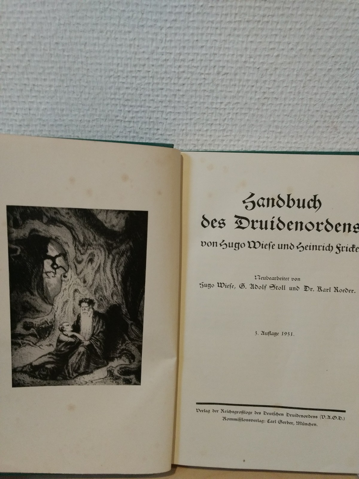 Handbuch des Druidenordens. by Wiese, Hugo und Heinrich Fricke ...