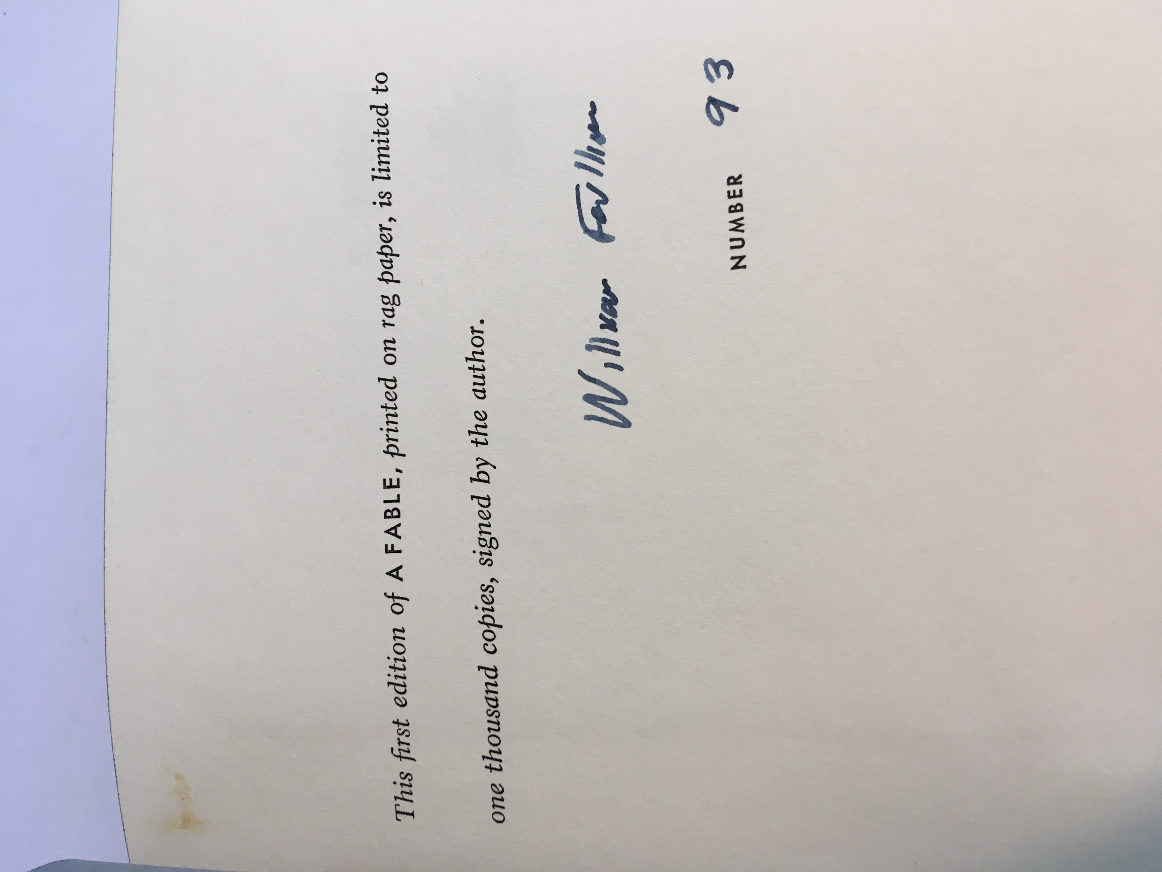 A Fable. by FAULKNER, William.: (1954) Signed by Author(s) | Peter ...