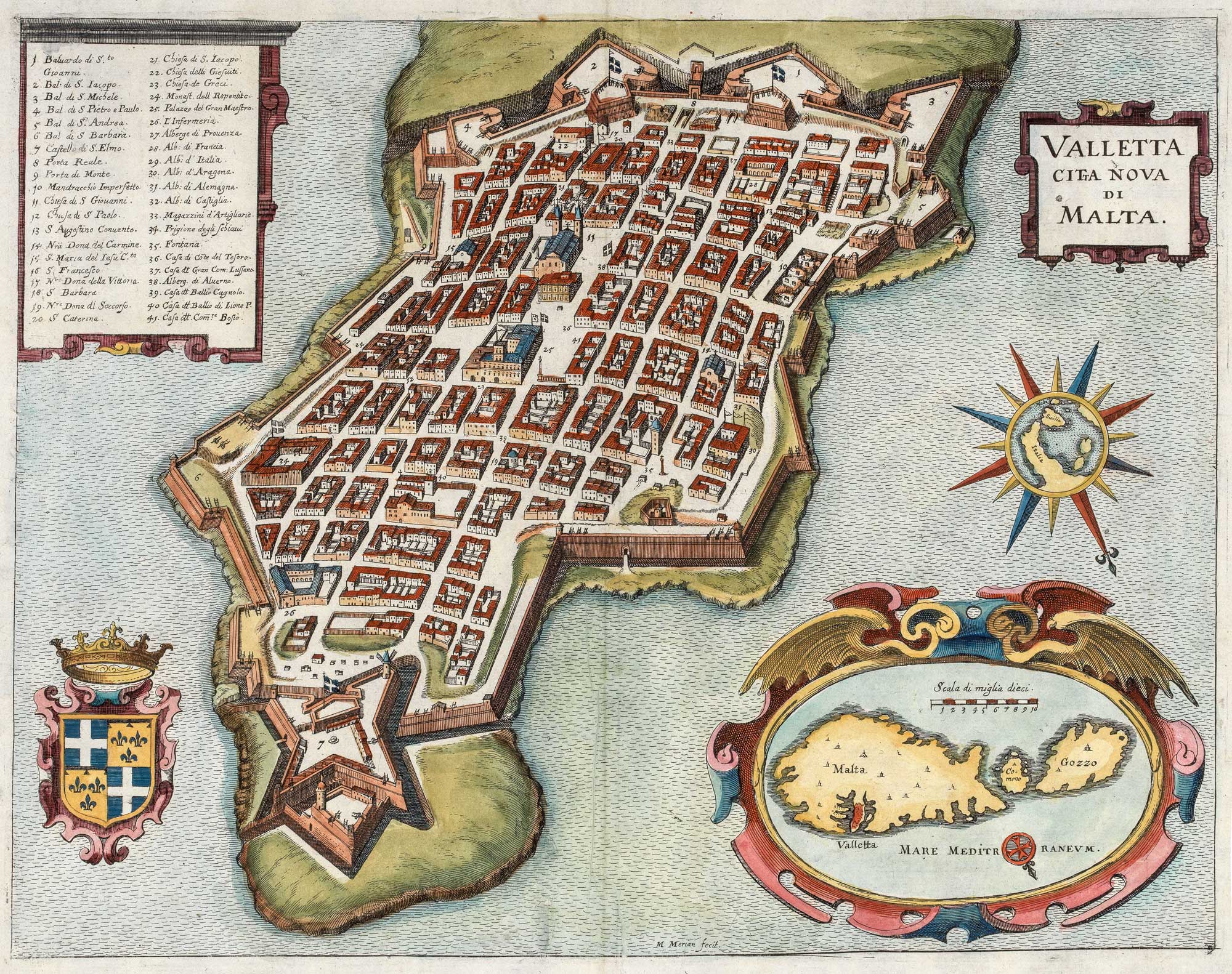 Valletta Citta Nova di Malta. by MERIAN, Matthaus.: (1638) Map | Altea ...