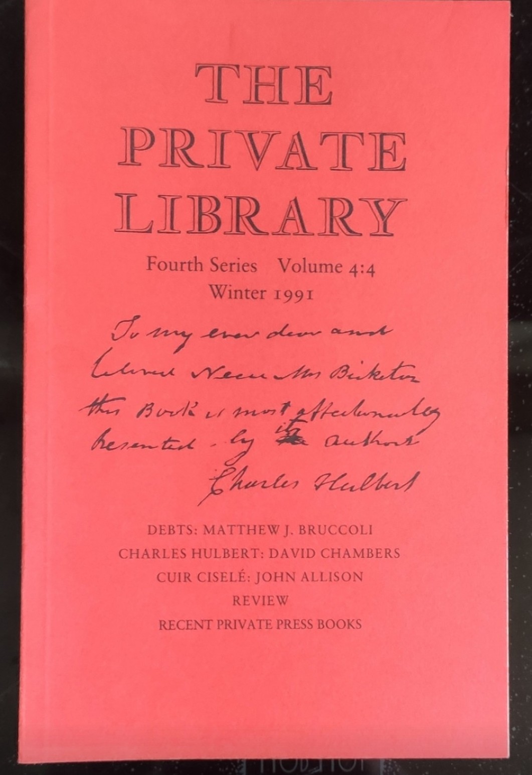 The Private Library Fourth Series Volume 4:4 Winter 1991 by David ...
