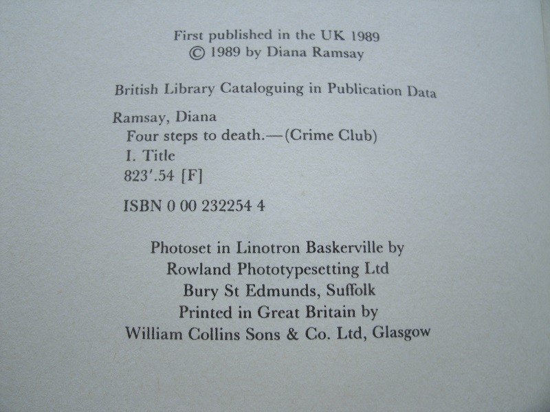 Four Steps to Death by Ramsay, Diana: Near Fine Hardcover (1989) 1st ...