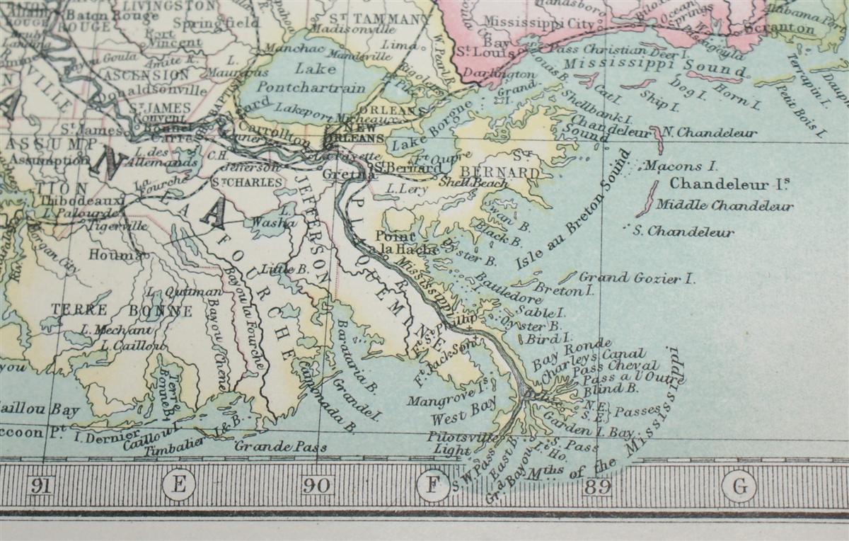 Map of Tennessee, Georgia, Mississippi, Louisiana, Alabama, Arkansas ...