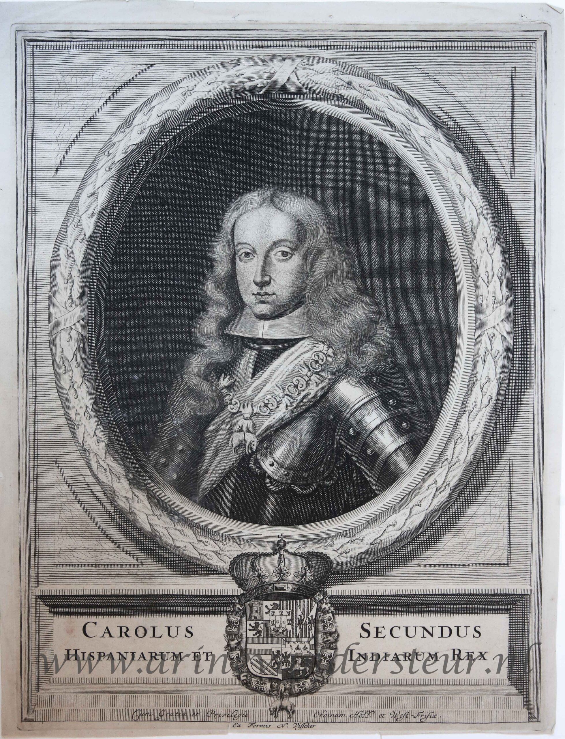 [Portrait print of Koning Karel II van Spanje] CAROLUS SECUNDUS ...