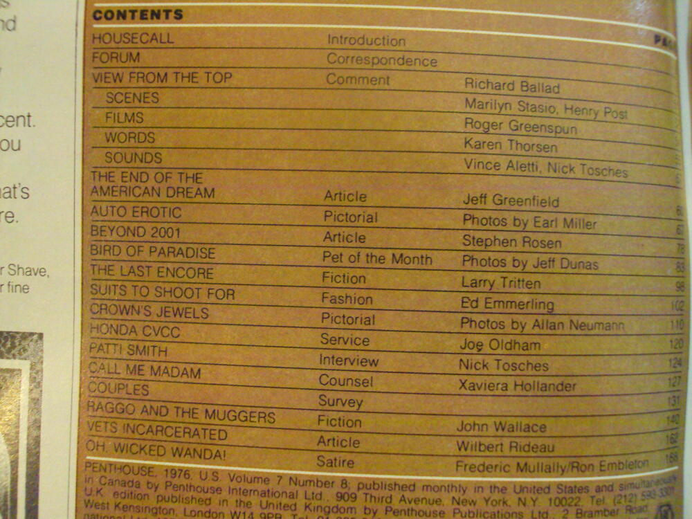 Penthouse Apr 1976 Beyond 2001; American Dream Obsolete?: (1976 ...