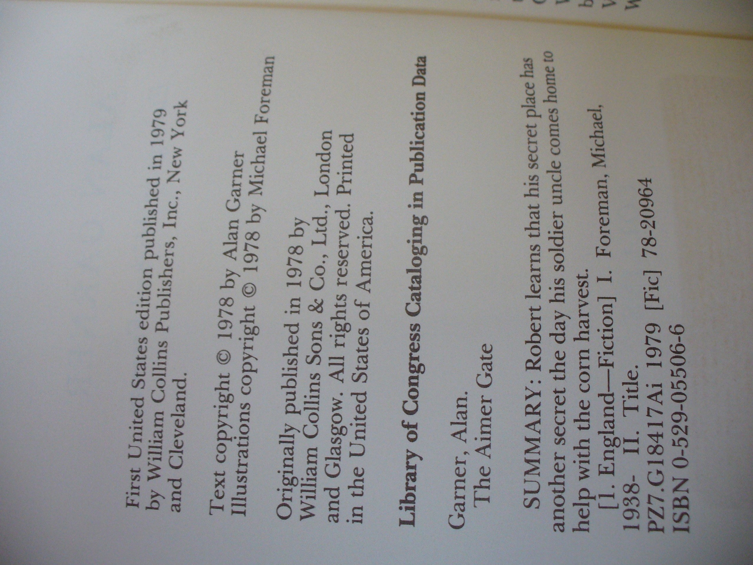 Aimer Gate by Garner, Alan: Good Hardcover (1978) 1st Edition | Thomas ...