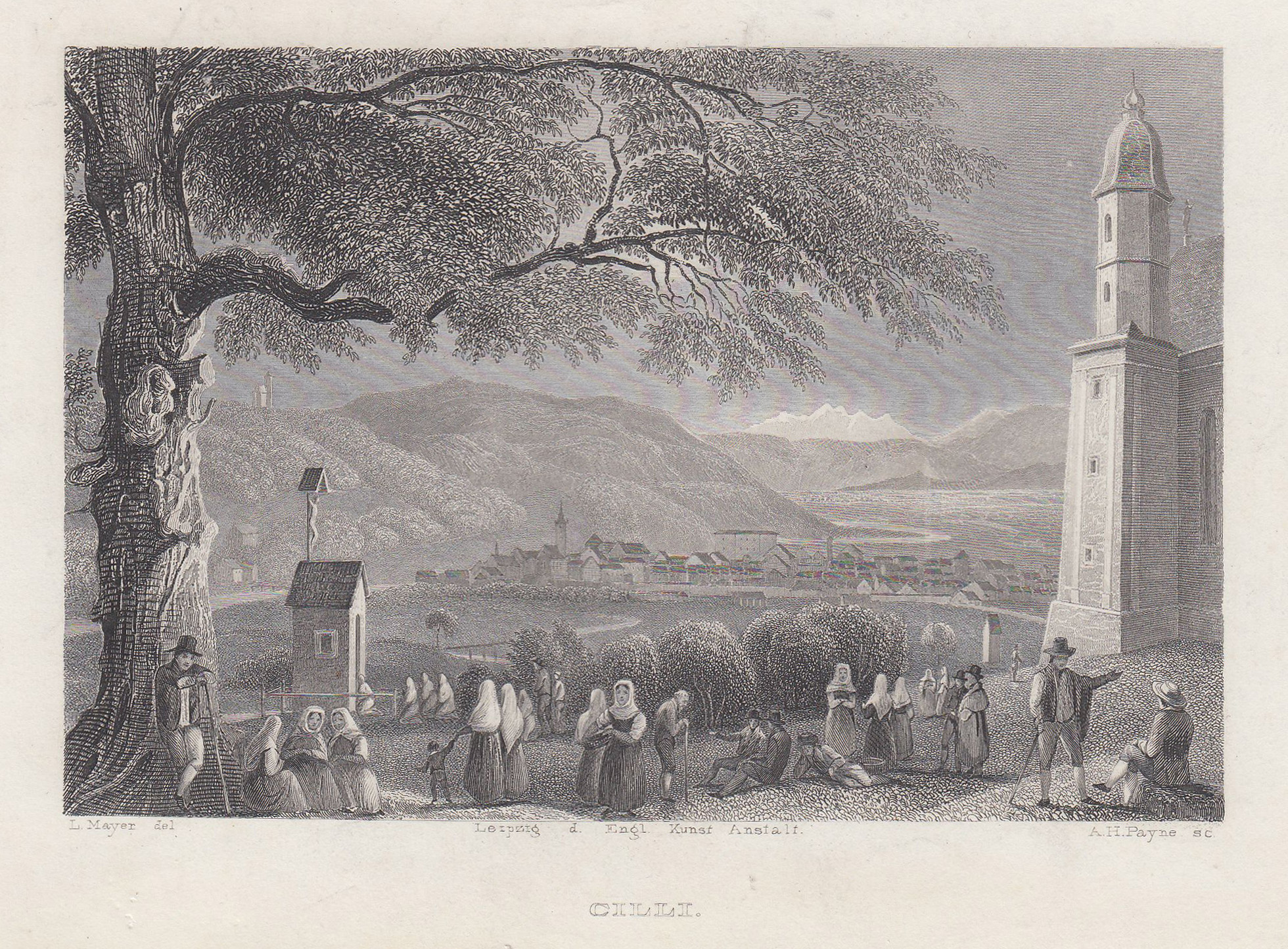 Gesamtansicht, "Cilli". von Celje ( Cilli )/ Slowenien:: Kunst / Grafik ...