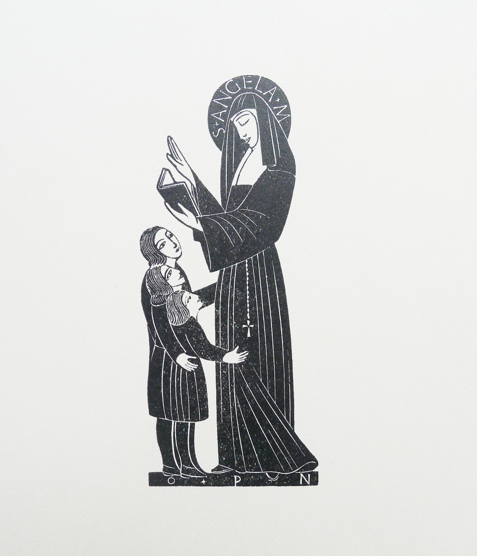 Eric Gill two wood engravings on one sheet: S Helena and S Angela ...