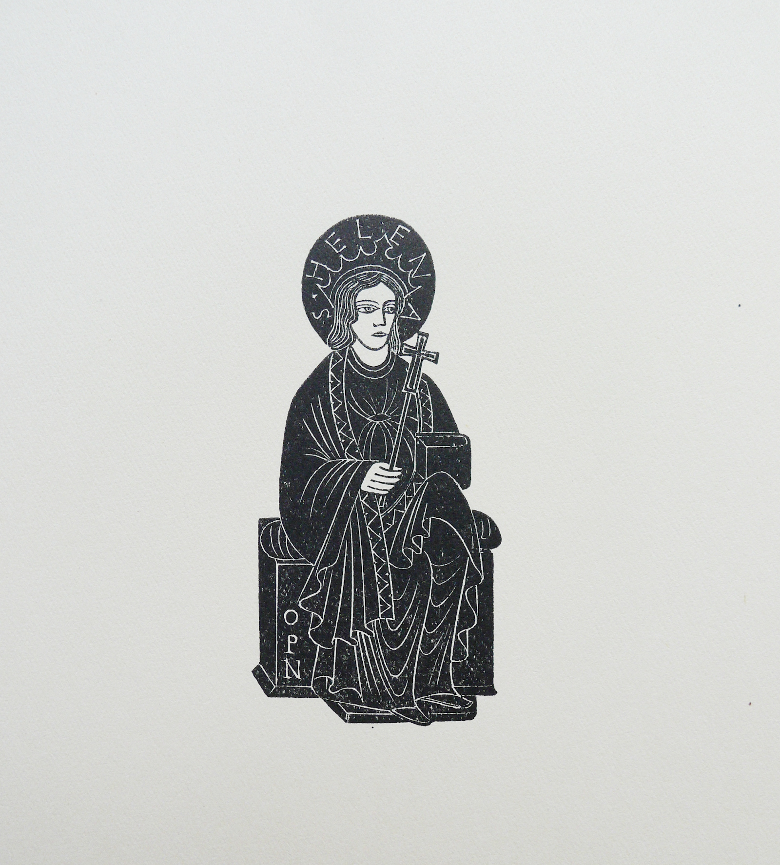 Eric Gill two wood engravings on one sheet: S Helena and S Angela ...
