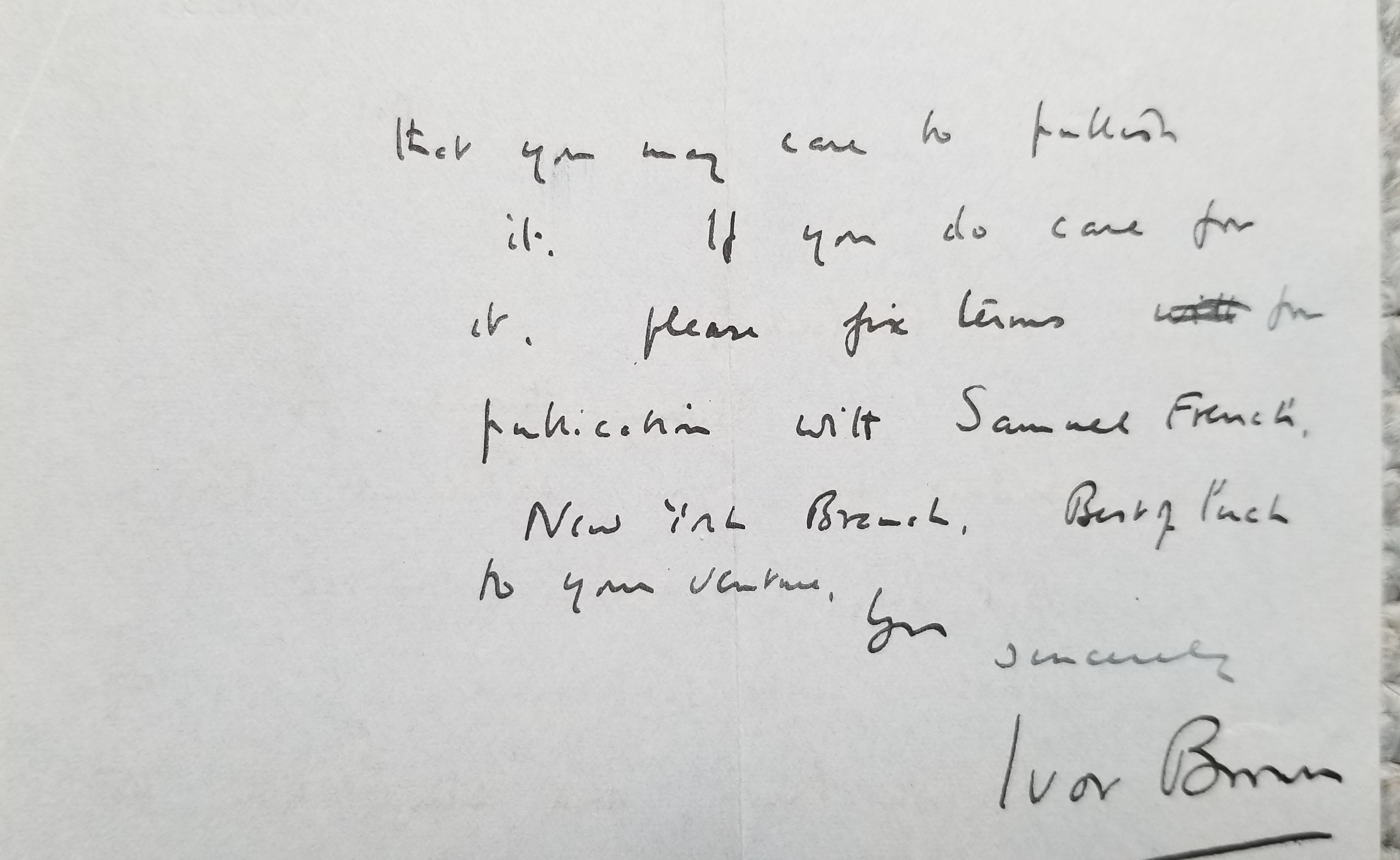 ALS and TLS Ivor Brown Discussing Publication Of His One Act Play And ...