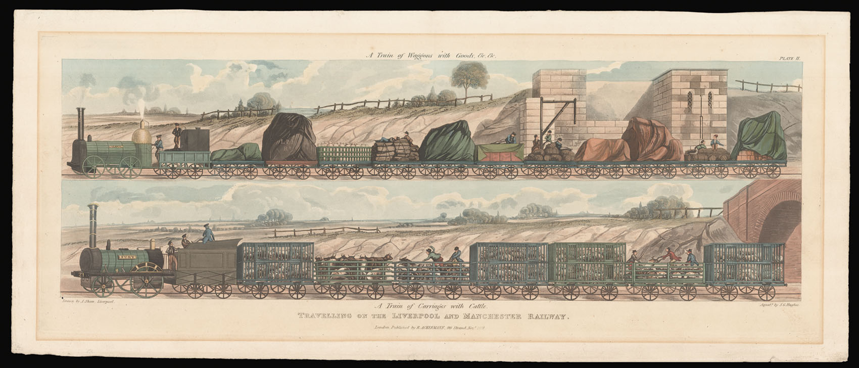 Travelling on the Liverpool and Manchester Railway [Pair of panoramas ...