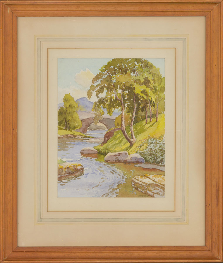 A.W. Howe - Signed & Framed Mid 20th Century Watercolour, River Banks ...