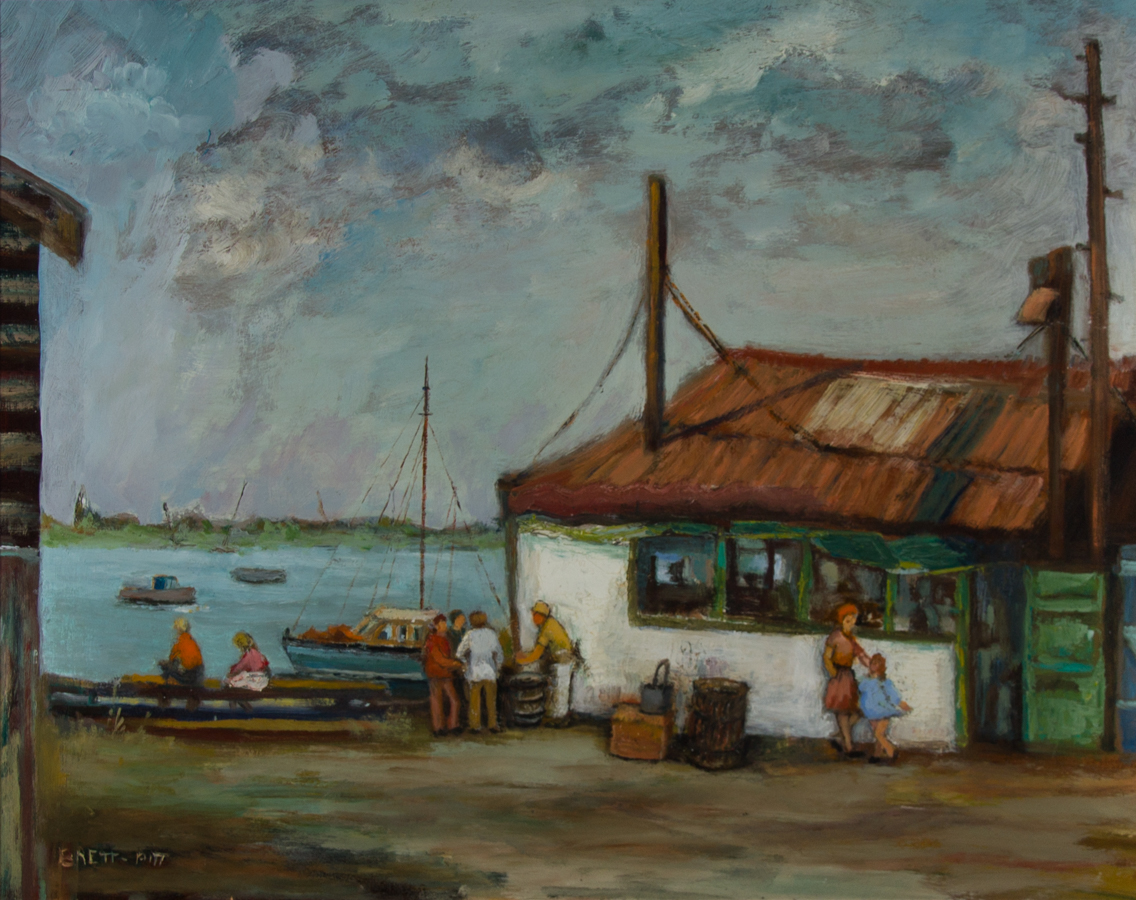 Brett-Pitt - Signed & Framed 20th Century Oil, Harbourside Yard von ...