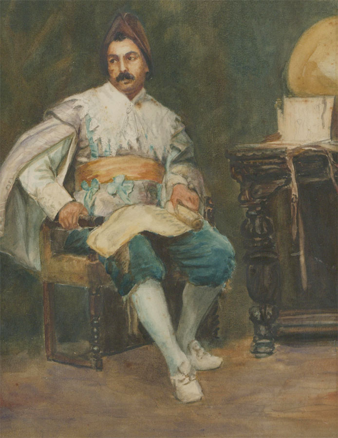 Framed Early 20th Century Watercolour - Seated Explorer with a Globe ...