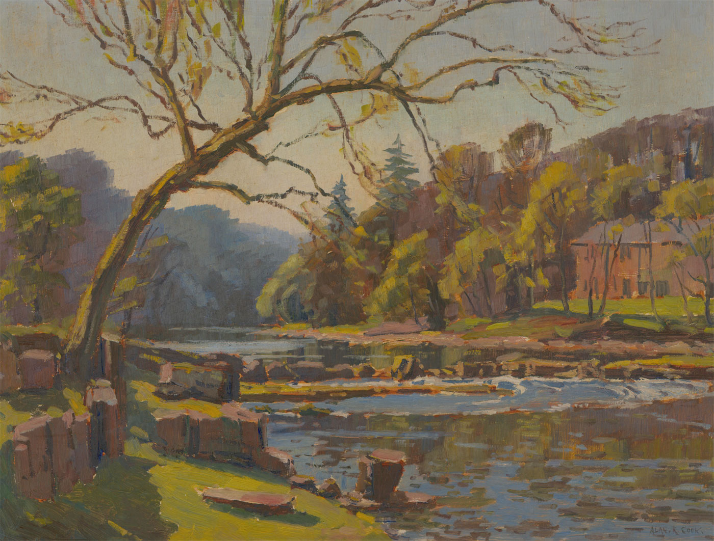 Alan Reid Cook RSMA (1920-1974) - Signed 20th Century Oil, Riverscape ...