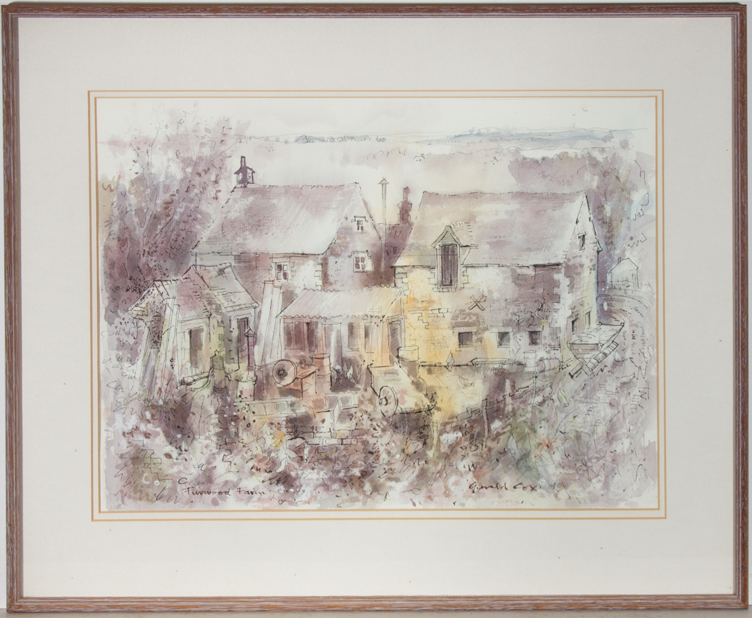 Gerald Cox - Signed & Framed 1990 Watercolour, Furwood Farm ...