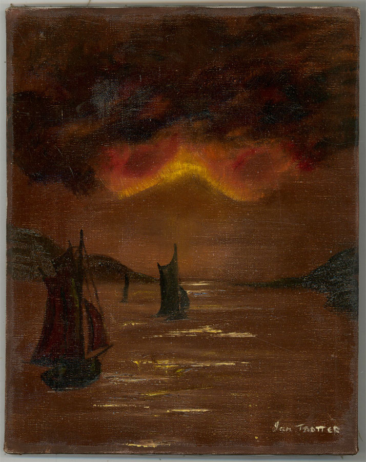 Jan Trotter - 20th Century Acrylic, Ships at Sunset von Jan Trotter ...