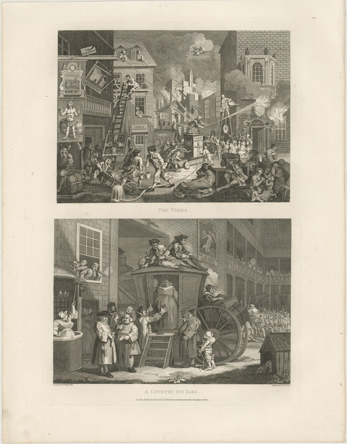Thomas Cook after Hogarth - 1800 Engraving, The Times & A Country Inn ...