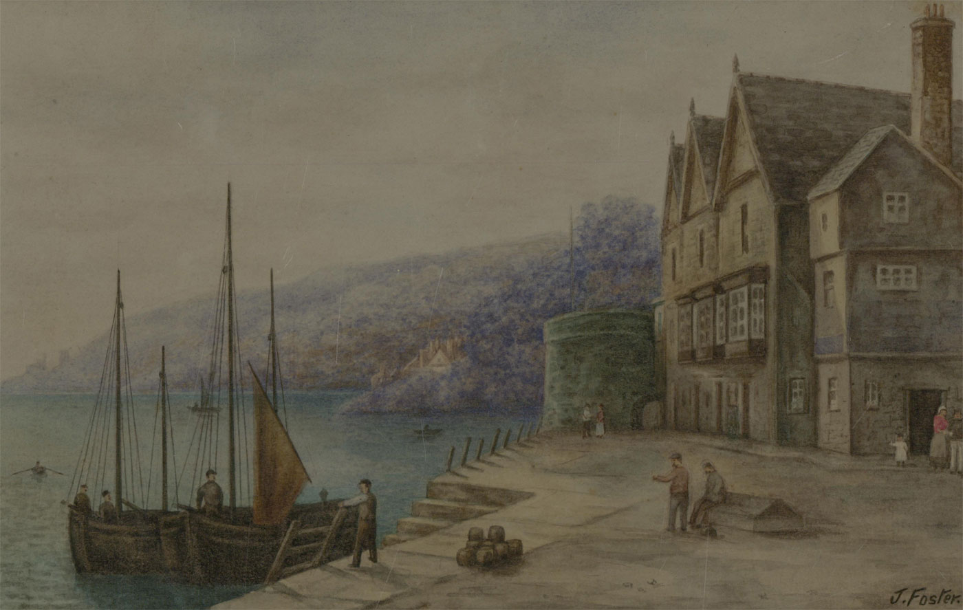 J. Foster - Early 20th Century Watercolour, Coastal Town by J. Foster ...