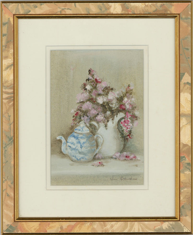 June Crawshaw SWA - Signed & Framed 20th Century Oil, Teapot and ...