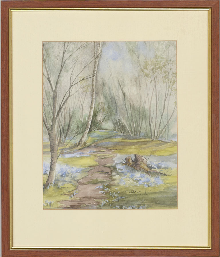 Caryl - Signed & Framed 20th Century Watercolour, Bluebell Wood von ...
