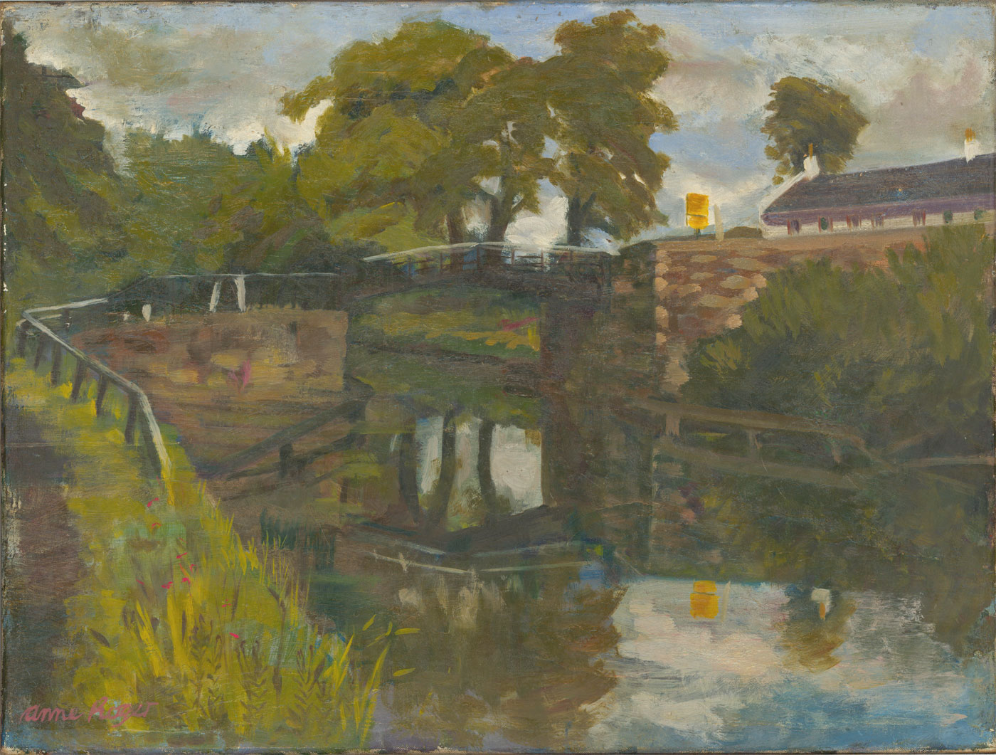 Anne Roger - Mid 20th Century Oil, Canal Bridge, Cadder von Anne Roger ...
