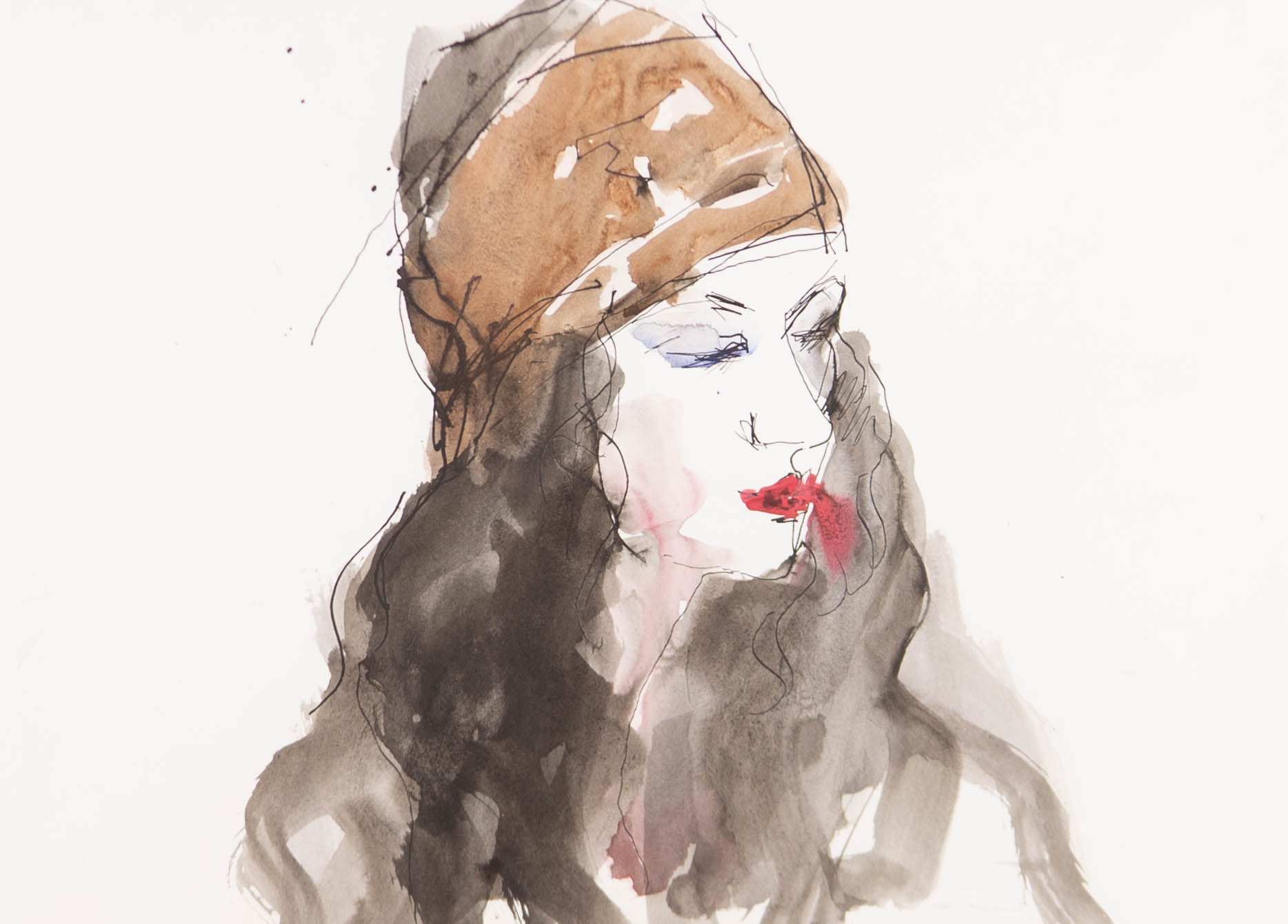 Peter Collins ARCA - 20th Century Watercolour, Brown Headpiece von ...
