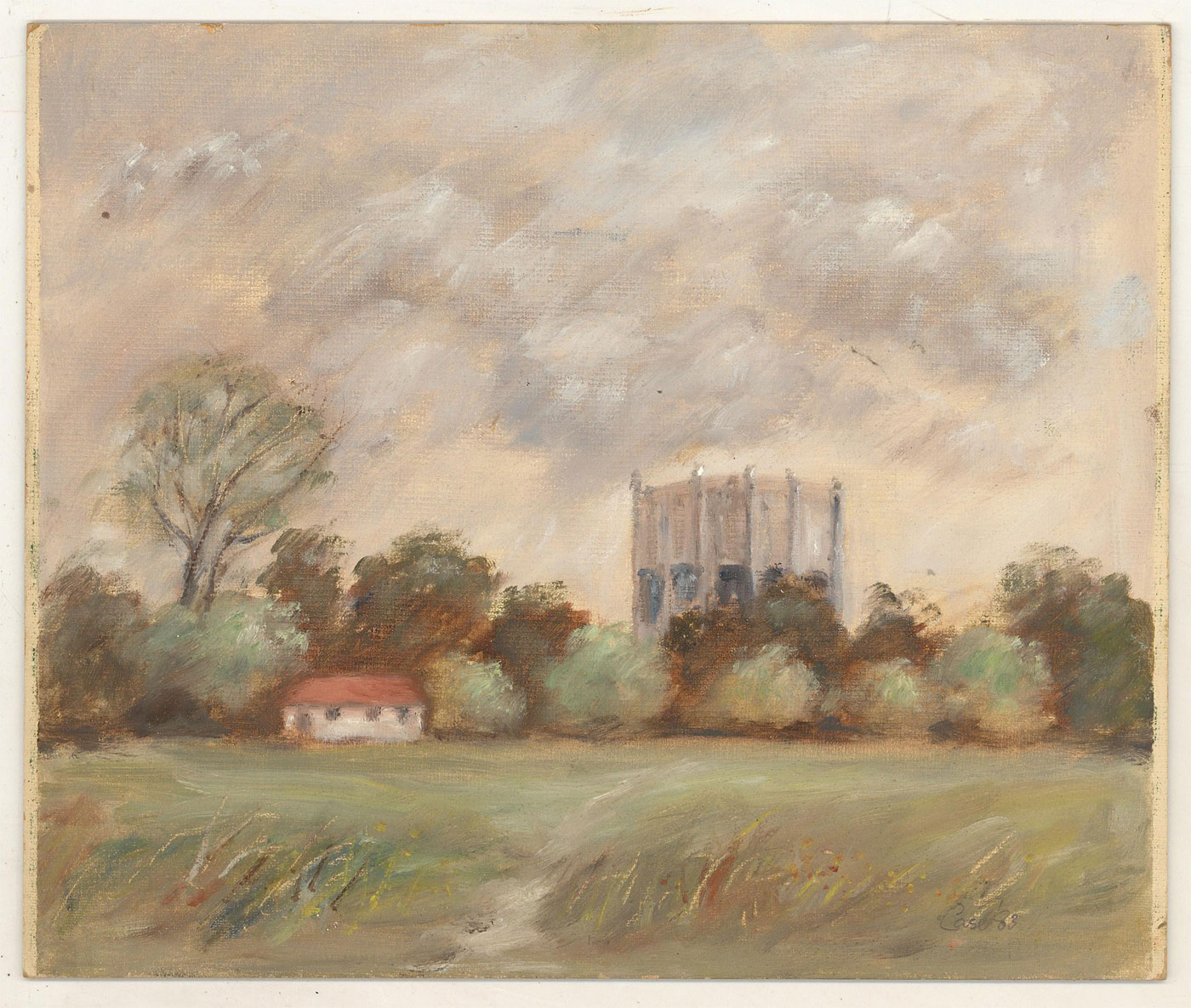 John A. Case - Signed 1983 Oil, Downs Water Tower by John A. Case ...