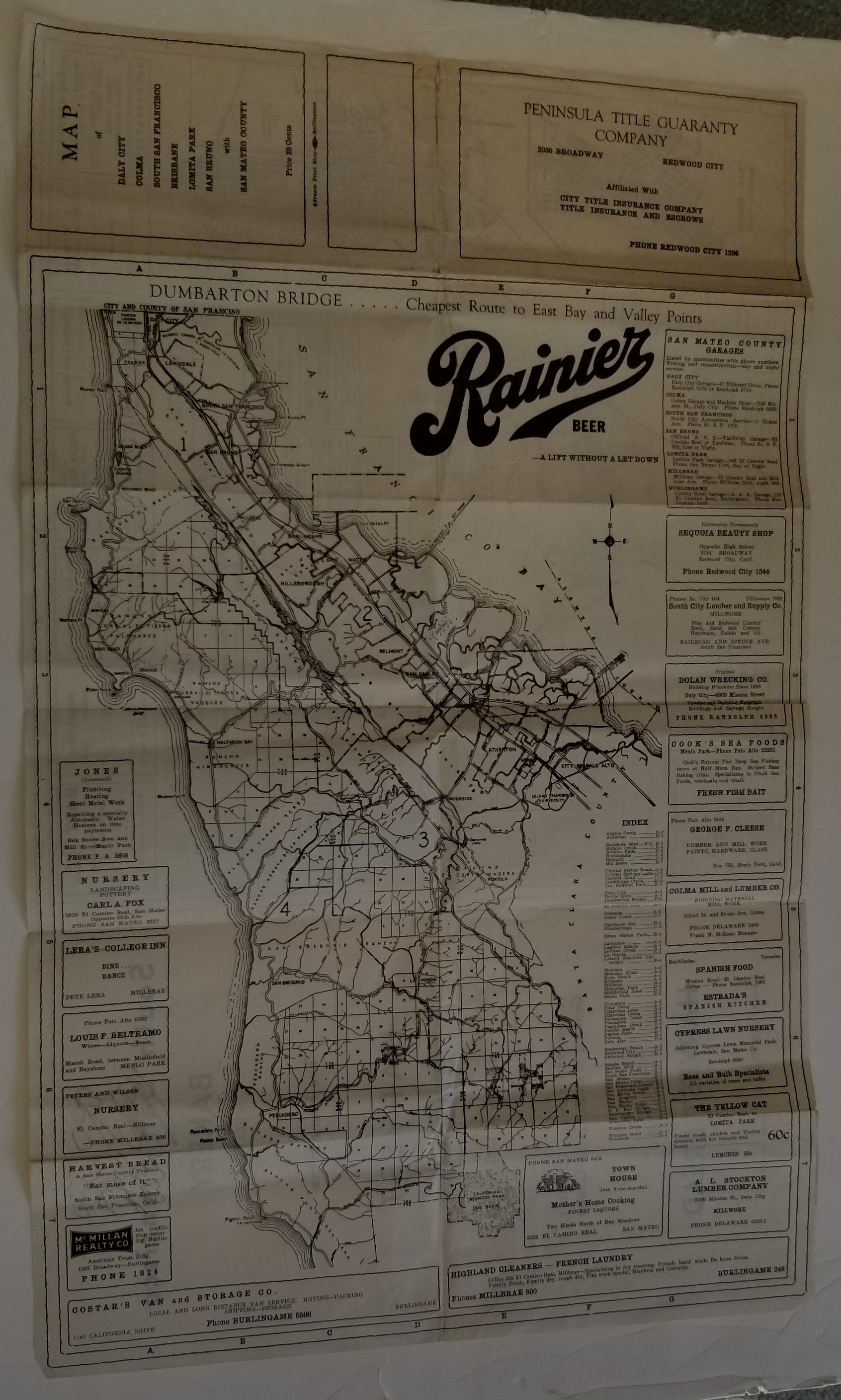 Map of Daly City, Colma, South San Francisco, Lomita Park, San Bruno ...