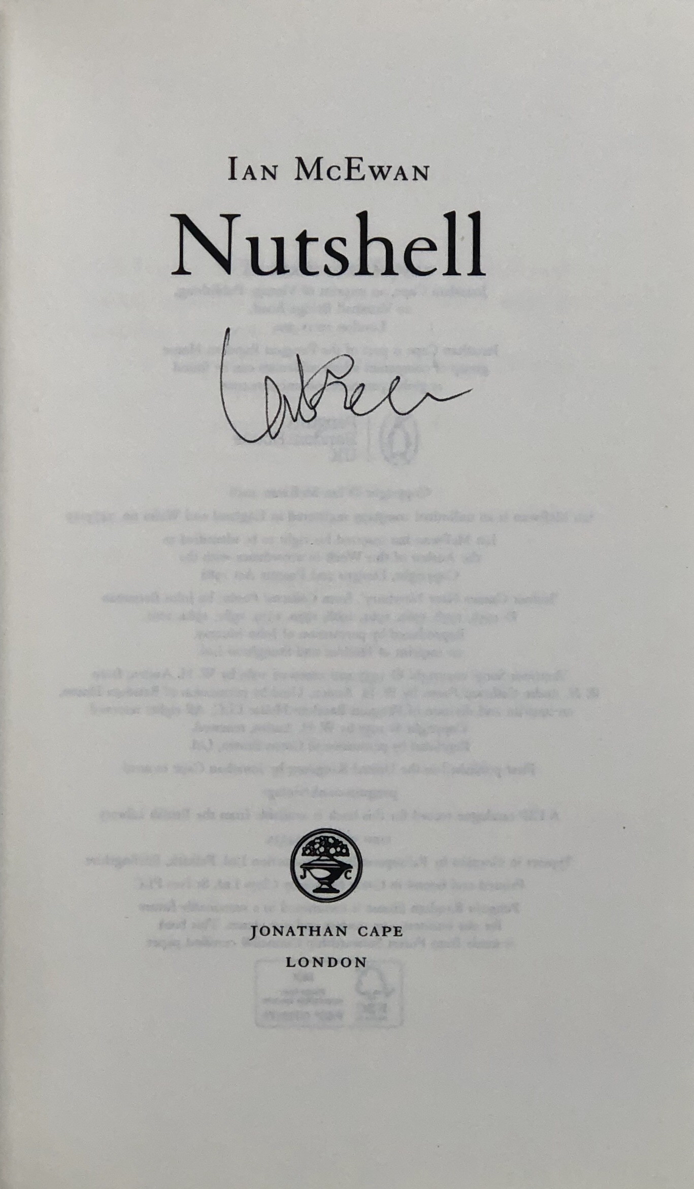 Nutshell by McEWAN Ian: (2016) Signed by Author(s) | Maggs Bros. Ltd ... Nutshell by McEWAN Ian: (2016) Signed by Author(s) | Maggs Bros. Ltd ...