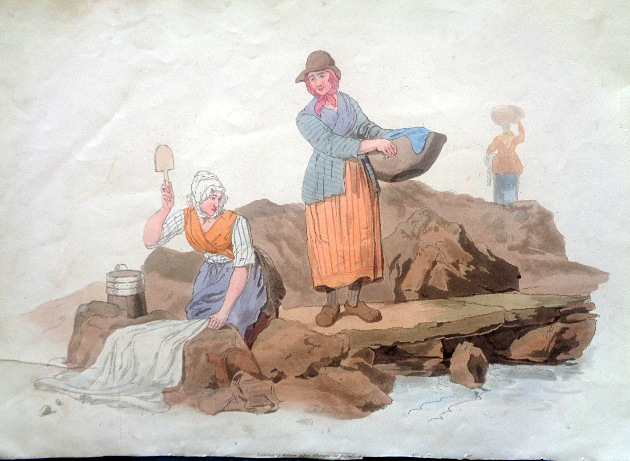 Welsh Washerwomen (Peasant Washing). Aquatint from the Costume of Gt ...