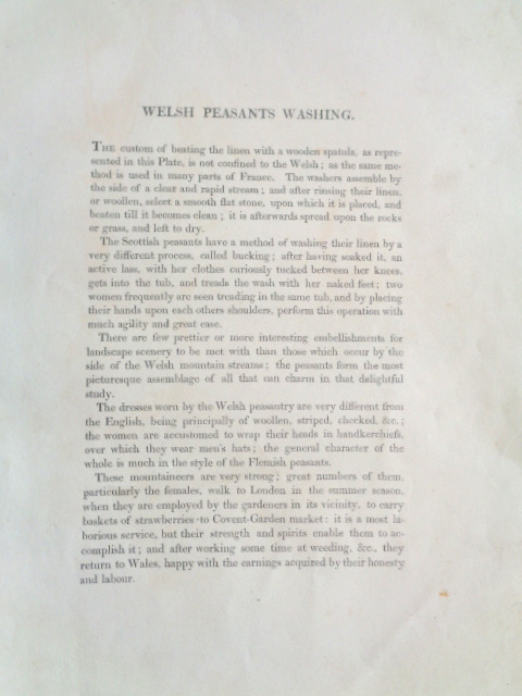 Welsh Washerwomen (Peasant Washing). Aquatint from the Costume of Gt ...