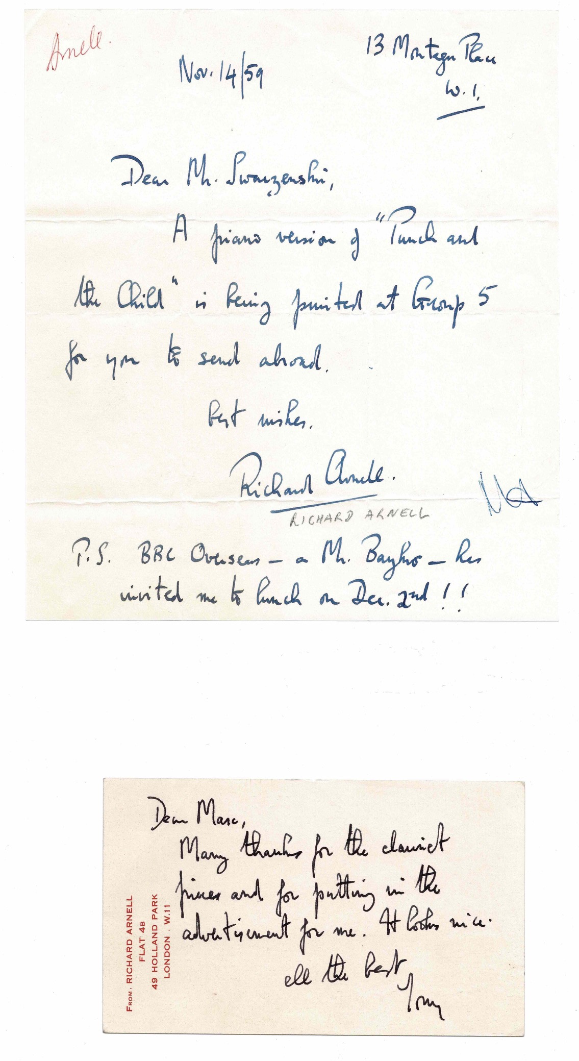 Richard Arnell (Hampstead, 1917 - Bromley, 2009): Signed by Author(s ...