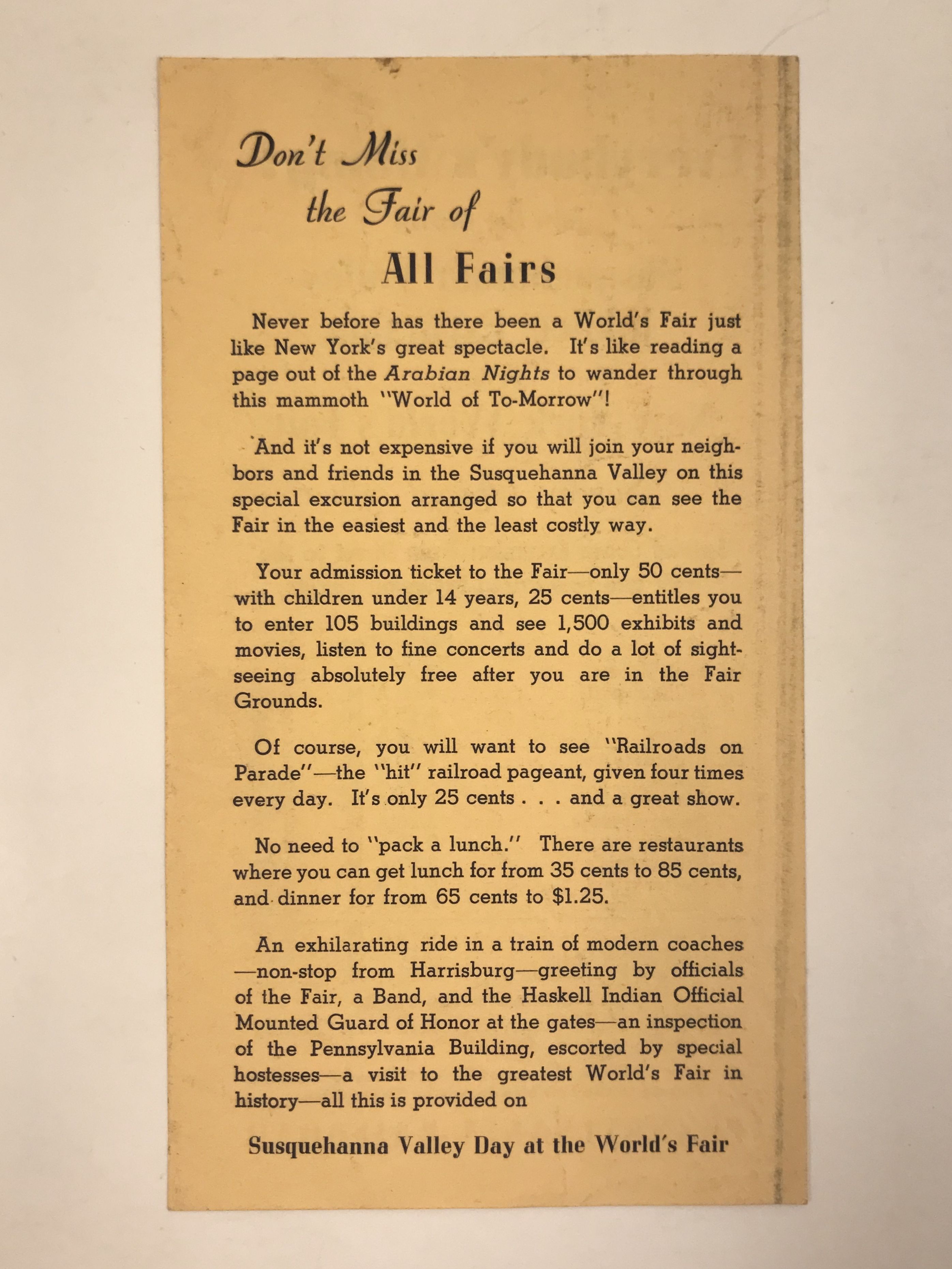 Pennsylvania Railroad Broadside Everybody's Going! Join the Crowd ...